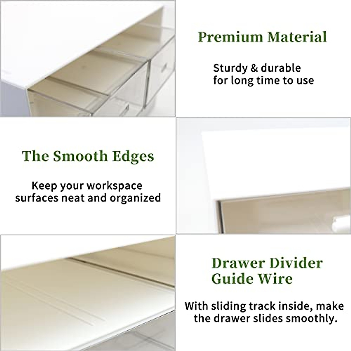 Desk Organizer Drawers-Stackable Desk Drawer Organizer, Plastic Storage Drawers Desktop Storage Great for Office Organization School Home - 3 Drawers (White)