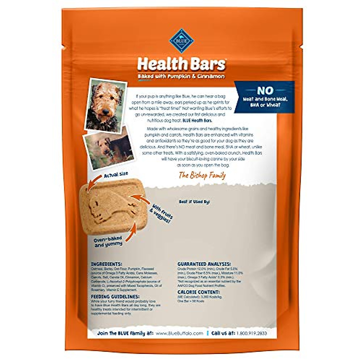 Blue Buffalo Health Bars Natural Crunchy Dog Treats Biscuits, Pumpkin & Cinnamon 16-oz Bag