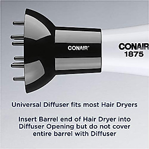 Conair Volumizing Universal Hair Diffuser, Adjustable Hair Dryer Attachment for Frizz-Free Curls to Fit Hair Dryer Nozzles from 1.75” to 2.3”