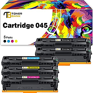 Toner Bank Compatible Toner Cartridge Replacement for Canon 045 045H MF634Cdw MF632Cdw Color ImageCLASS LBP612Cdw LBP612 MF632c MF634c Printer Ink (Black Cyan Magenta Yellow, 5-Pack)