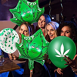 48 Pcs Weed Balloons Pot Leaf Party Decorations Pot Leaf Latex Balloons Weed Decor Pot Leaf Shape Foil Balloons Green Confetti Balloon Weed Print Gifts for Summer Hawaii Style Tropical Party Supplies