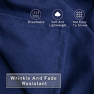 FLXXIE 4 Pieces Microfiber Toddler Bedding Set, Super Soft and Breathable Crib Sheet Set, Includes Quilted Comforter, Flat Top Sheet, Fitted Sheet, Envelope Pillow Case for Boys and Girls, Navy Blue