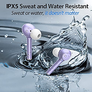 Wireless Earbuds Bluetooth 5.3 Ear Buds 4-Mics Clear Call ENC Noise Cancelling Earphones 30H Playtime Deep Bass Wireless Earbuds Waterproof Sport Earbud & In-Ear Headphones for iPhone Android (Purple)