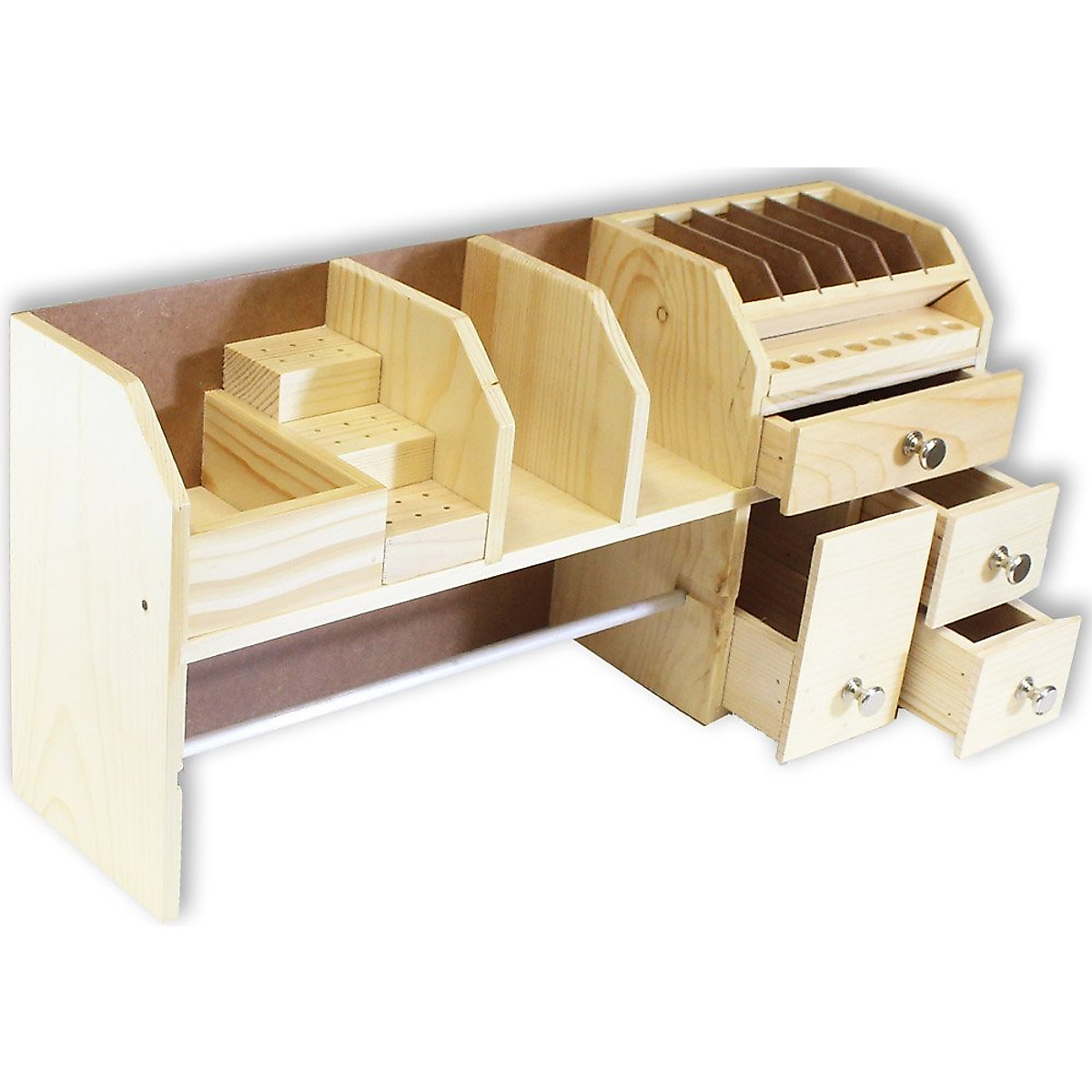 ToolUSA Wood Jeweler's Workbench Organizer | 18" x 8.5" x 4.5" with Specialized Compartments | Professional Quality for Watchmakers & Craftsmen