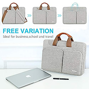 Lacdo 360° Protective Laptop Shoulder Bag Sleeve Case for 13 inch New MacBook Air M2 A2681 M1 A2337 A2179 A1932 | 13" New MacBook Pro M2 M1 A2338 A2251 A2289 A2159 | Surface Book 3 2 Computer, Gray
