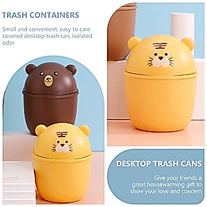 Housoutil Car Trash Bin Mini Trash Can with Lid Rabbit Shaped Desk Mini Garbage Container Cute Desktop Basket Can Closable Trash Bin for Office Bedroom Plastic Containers