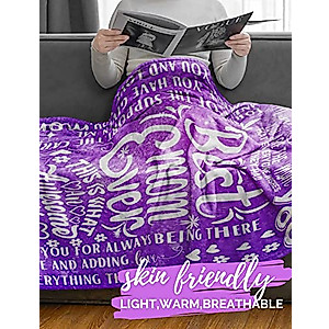Mom Gifts, Mom Throw Blanket, Best Mom Ever, Birthday Gifts for Mom, Throw Blanket for Mother from Daughter or Son 65 x 50 Inches, Purple