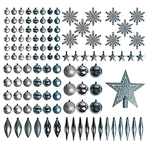PEIDUO Christmas Ball Ornaments for Christmas Trees, 119 CT Shatterproof Christmas Tree Decorations, Silver Christmas Ornaments Set for Xmas, Holiday, Wreath and Party Decorations