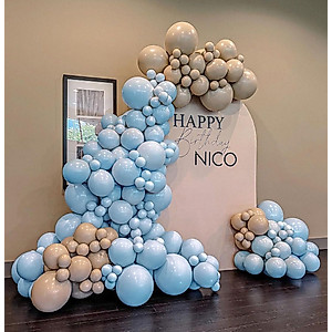 Double Stuffed Pastel Blue Balloon Garland Macaron Baby Blue Balloons Different Sizes 18/12/5 Inch Light Blue Latex Balloons Arch Kit For Gender Reveal Birthday Baby Shower Party Decorations