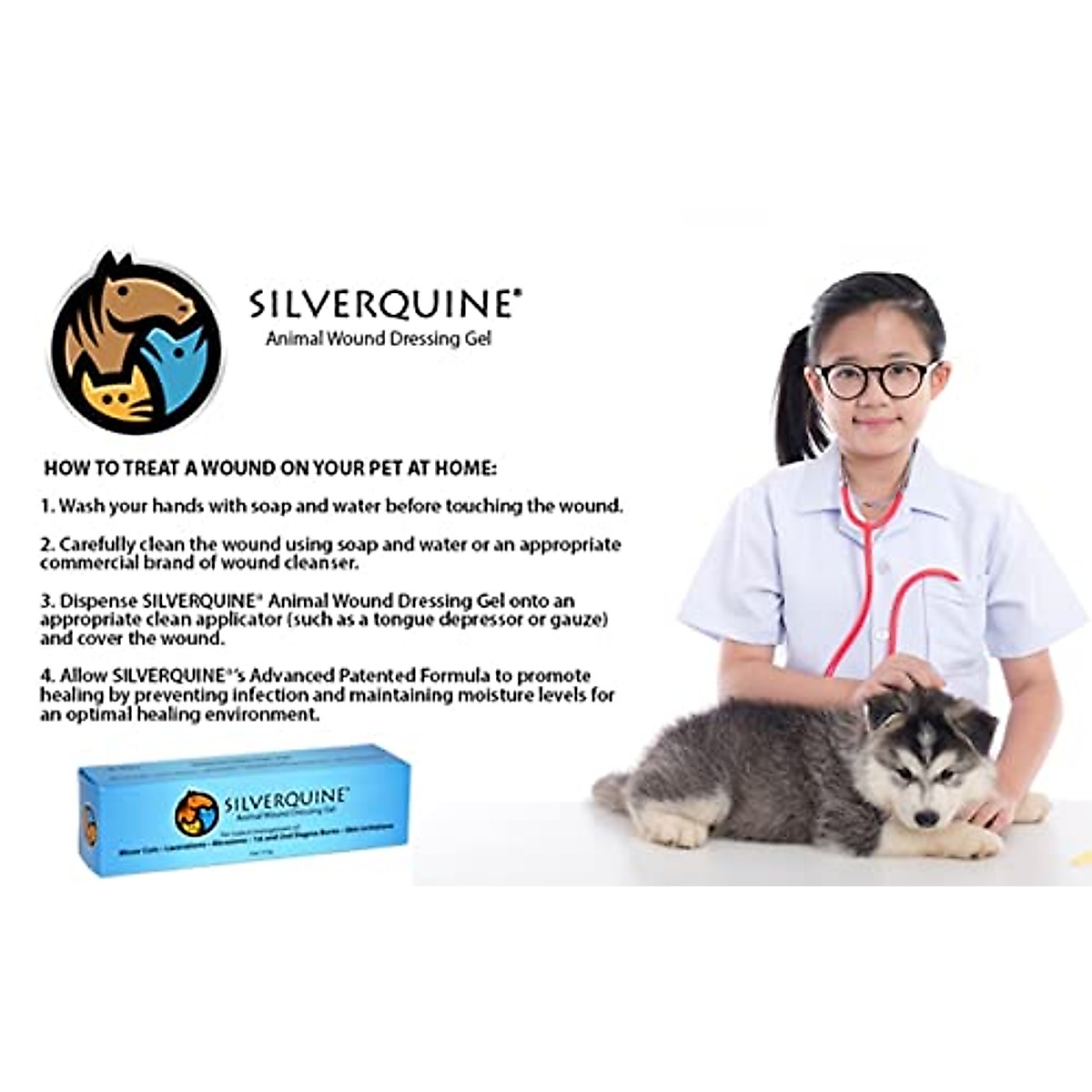 Silverquine Pet Wound & Itch Care | Dogs, Cats, Horses, Skin & Coat Care, Hydrogel Liquid Bandage, Healing on Cuts, Hot Spot, Burns, Skin Irritation, for Relief & Treatment, Vet Recommended 1.5OZ
