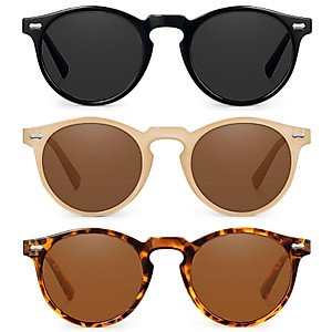 YMRFW Retro Polarized Sunglasses for Women Vintage Style Small Round Sun Glasses UV Protection