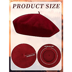 3 Pieces Beret Hat French Style Beanie Cap Solid Color Winter Hat for Women and Girls Casual Use (Navy, White, Burgundy)