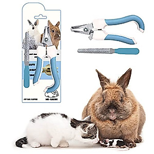 MR.RABBIT small pet animal nail clipper and file. Best bunny rabbit, cat & dog claw trimmer, the most professional exclusive home Grooming Kit safe for guinea pigs bunnies hamsters hedgehogs and birds