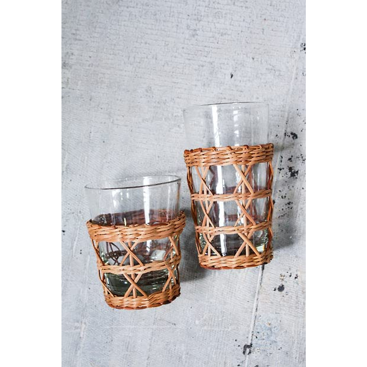 Seagrass Rattan Cage Highball Set of 6 Glassware
