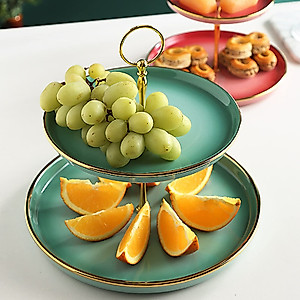 Fruit Basket for Kitchen 3 Tier Porcelain Cupcake Stand, Tiered Serving Cake Stand, Dessert Stand, Weddings Parties Pastry Serving Tray Tier Tray Stand Fruit Bowl/Fruit Bowls (Color : Brass)