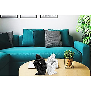 Hutyio Decorative Bookends Mosaic Figurine, Unique Book Ends to Hold Books Heavy Duty for Home, Shelf, Office, Table and Desk Decor(Set of 2 Black and White)