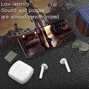 BT 5.1 Earbuds with Charging Case, TWS Touch Control Stereo Sound Earphones, Single/Binaural Noise Reduction Headset, Waterproof Sports Headphones, Built-in Mic,Type-C Fast Charging(White)