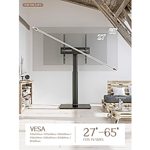 Universal Floor TV Stand with Mount 70 Degree Swivel 9 Level Height Adjustable and Space Saving Design for Most 27 to 65 inch LCD, LED OLED TVs, Perfect for Corner & Bedroom AX1006TB