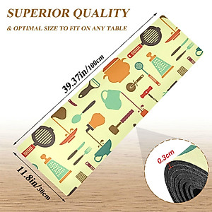 Cartoon Kitchen Ware Utensils Trivet Table Runner for Kitchen Countertops Hot Pots Pans Heat Resistance Pot Holders Anti-Slip Hot Pad Mats 11.8 * 39.4 Inches