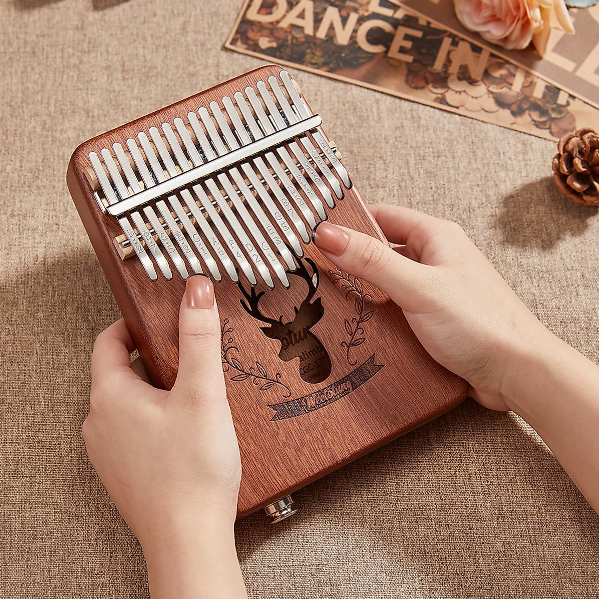 WEETOTUNG Kalimba Thumb Piano 17keys and Stress Relief, Contained 6.35mm Aux Cable Connection with Speaker EQ Pick up and the tool set for tuning