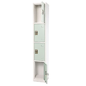 AdirOffice Large School Locker with 4 Doors 4 Hooks Storage Locker - Metal Storage Locker Cabinet Ideal for School, Garage, Office Lockers - (4 Door, Misty Green)