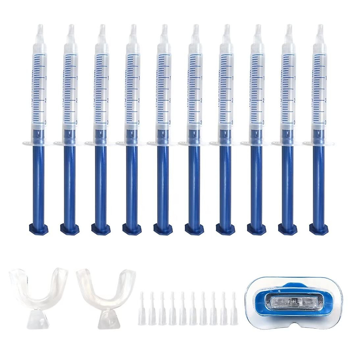 Teeth Whitening Kit (10) Gel (2) Trays (1) White LED Light Best Dental No Animal Byproducts