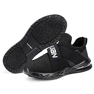 Non Slip Work Shoes for Women Men Slip on Sneakers Women Slip Resistant Waterproof Chef Kitchen Shoes Zapatos De Trabajo para Hombres, Black