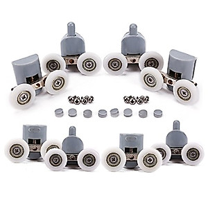 Shower Door Wheels, Lance Home 8Pcs Double Twin Top / Bottom Shower Door Rollers / Runners / Pulleys / Wheels Bathroom Replacement Parts 25mm Diameter