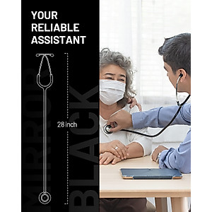 FriCARE Dual Head Stethoscope - Stethoscopes for Nurses, Medical Students - Classic Estetoscopio EMT/CMA Study Kit Accessories, StethoMedic Essentials, Prompt Customer Care, Mirror Black Tube, 30 inch
