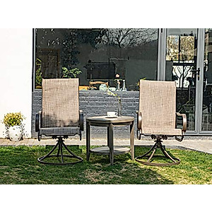 HQHQHE Patio Swivel Dining Chairs Set of 2 Outdoor Kitchen Garden Furniture Metal Chair with Textilene Mesh Fabric