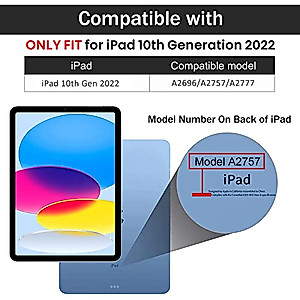 Gahwa iPad 10th Generation Case 10.9 Inch 2022, Slim Tri-fold Stand Soft TPU Back with Pencil Holder for iPad 10 Case - Support Touch ID, Auto Sleep/Wake(White)