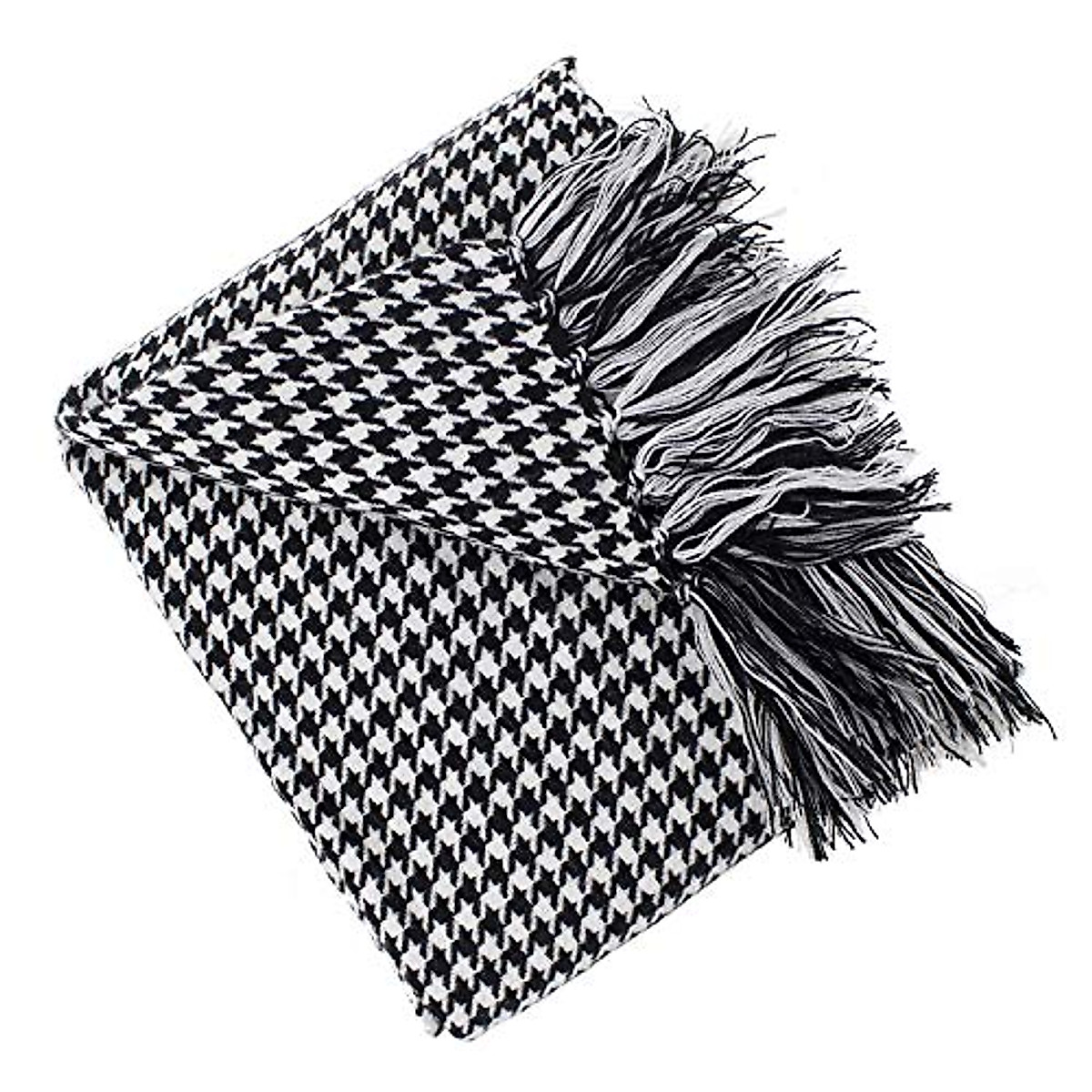 Fennco Styles Houndstooth Fringe Soft Throw Blanket - 50"x60"