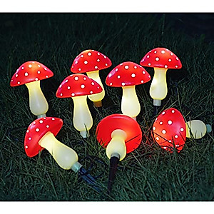 Homeleo Upgraded 8 Pack Red Mushroom Solar Lights for Outdoor Garden Decor, Waterproof Solar Powered Fairy Lights for Yard Fence Lawn Decking Pathway Landscape Lighting Halloween Christmas Decorations