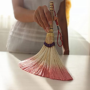 MXY Mini Broom Short Handle Handmade Natural Brooms Home Decorative Broom Retro Sweeping Brooms for Car, Sofa, Corner, Angle, Mats, Desk, Chair and More 10.63 Inches Long