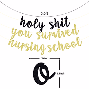 Nursing School Survivor Banner, Future Nurse, Straight Outta Nursing School, Congrats Nurse Graduation Party Decorations Black and Gold Glitter, Congrats Grad 2024