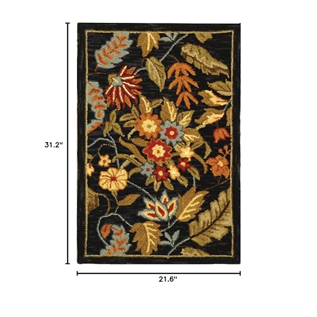 SAFAVIEH Chelsea Collection Accent Rug - 1'8" x 2'6", Black, Hand-Hooked French Country Wool, Ideal for High Traffic Areas in Entryway, Living Room, Bedroom (HK141B)