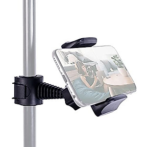 ELEQOTE Cell Phone Holder for Microphone Stand 360° Swivel Adjustable Smartphone Clamp Mount Compatible with iPhone, Galaxy, Sony, LG, Google, Pixel, Oneplus, Huawei and Other Phones