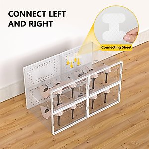 Secret Space 12 Pack Large Shoe Storage Organizer for Closet, Modular Space Saving Shoe Boxes Clear Plastic Stackable Containers Display Case Bins with Lids, Shoe Rack for Sneaker Storage, White
