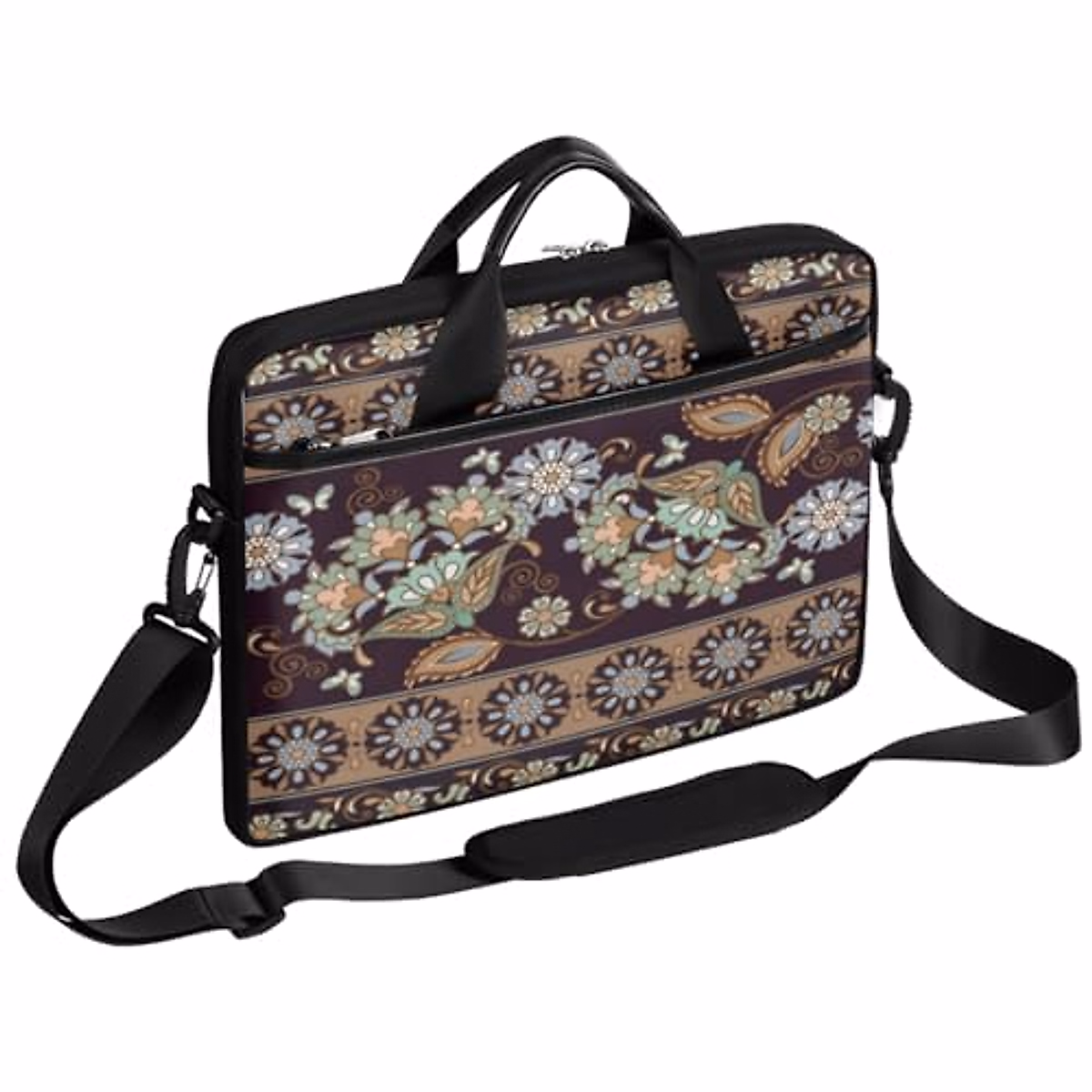 Elegant Embroidery Laptop Computer Bag Waterproof Shoulder Messenger Bag 13-15 inch Durable Laptop Tote Bag with Shoulder Strap Handle Lightweight Crossbody Briefcase