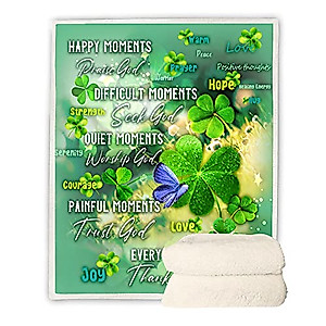 Onecmore Christian Gifts Religious Gifts for Women Serenity Prayers Throw Blanket,Inspirational Gifts Get Well Soon Healing Warm Hugs Sympathy Gifts St. Patrick's Day Decorations Shamrock Irish Gifts