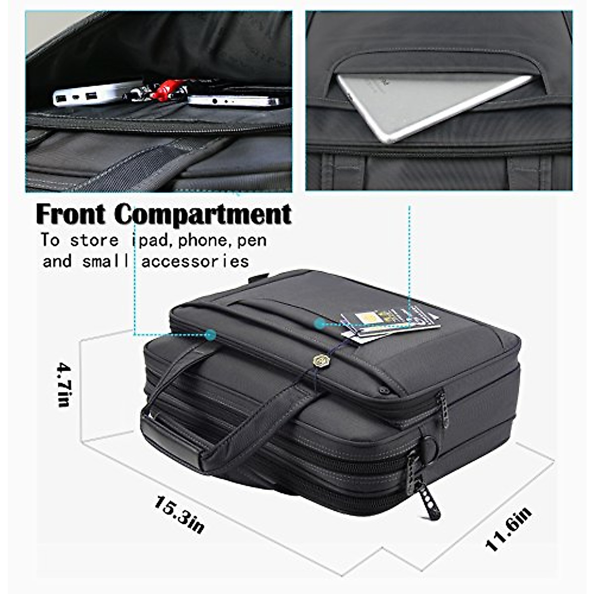 Briefcase Bag 15.6 Inch Laptop Messenger Bag Business Office Bag for Men Women, Waterproof Stylish Nylon Multi-Functional Shoulder Bag fit for Computer Notebook MacBook Hp Dell Lenovo Asus Apple