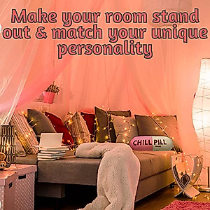 MRJ Products Chill Pill Pillow - Pink Preppy Cute Trendy Room Decor Aesthetic Throw Pillows, College Dorm Teenager Y2K Teacher Doctor Nurse Lawyer Student Friend Sister Birthday for her
