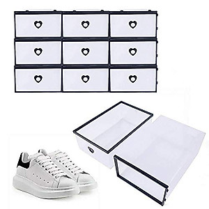 DNYSYSJ Shoe Storage Boxes, 24 Pack Shoe Storage Organizers Stackable Shoe Organizers, Clear Plastic Shoe Holder Containers Drawers (24 PCS Black, Black)