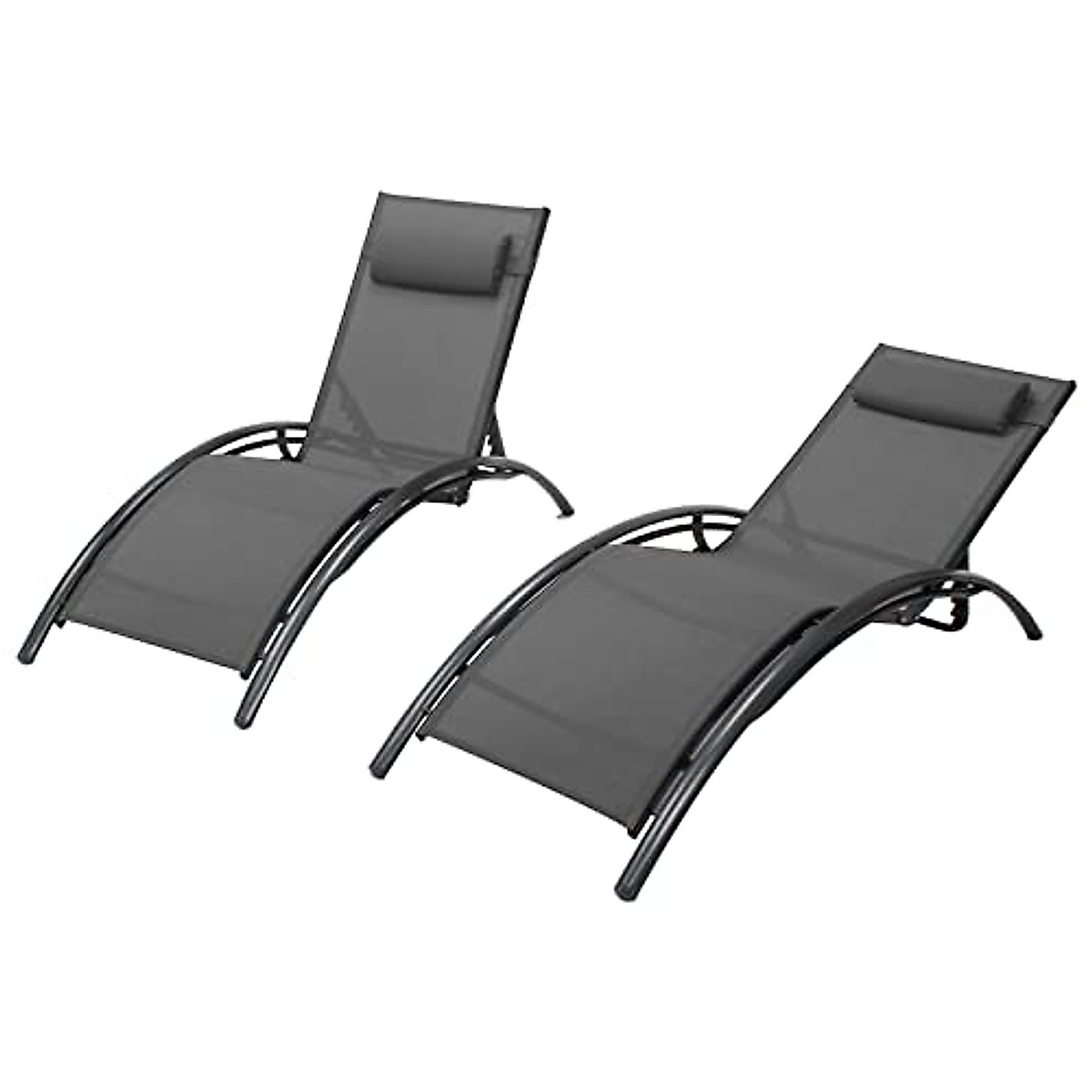 VARVIND Outdoor Patio Chaise Lounge Chairs, Chaise Lounge Outdoor Set of 2, 5 Adjustable Backrest Positions, Adjustable Patio Lounge Chair with Headrest Suitable for Poolside, Balcony,Backyard (Grey)
