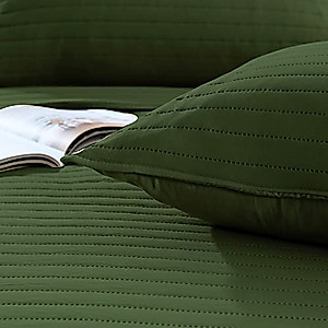 Boryard Oliver Green Quilts Queen Size, 3 Pieces Lightweight Soft Full Coverlet Bedspread Bedding Set (90x90 inches) with 2 Pillow Shams(20x26 inches)