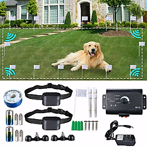SUXIAN Electronic Dog Fence, In-ground/Aboveground Pet Dog Containment System, 1500 Feet Fence Dog Boundary Container, Waterproof Training Collar, Safe Effective, Harmless for All Dogs,for2dogs