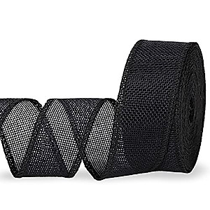 MOLSHINE 1-1/2 Inch x 10yard/roll Wired Burlap Ribbon Perfect for Wedding Home Decoration Gift Wrap Bows Handmade Art Crafts (Black)