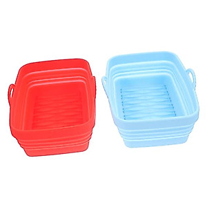UPKOCH 2pcs Air Fryer Pan Non Stick Baking Pan Silicone Air Fryer Deep Fryer for Home Air Fryer Silicone Rectangular Toaster Oven Pans Silica Gel Silicone Liner for Home Air Fryer Tool