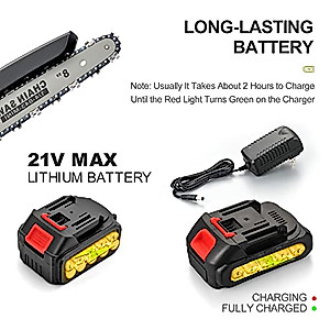 SANJIAN Brushless Mini Chainsaw 8 inch &6 inch Electric Cordless Chainsaw with 2Pcs Battery Powered and Fast Charger Included,Auto-Oil System Portable Chainsaw for Wood Cutting Garden Pruning