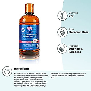 Tree Hut Shea Moisturizing Body Wash Moroccan Rose, 17oz, Ultra Hydrating Body Wash for Nourishing Essential Body Care